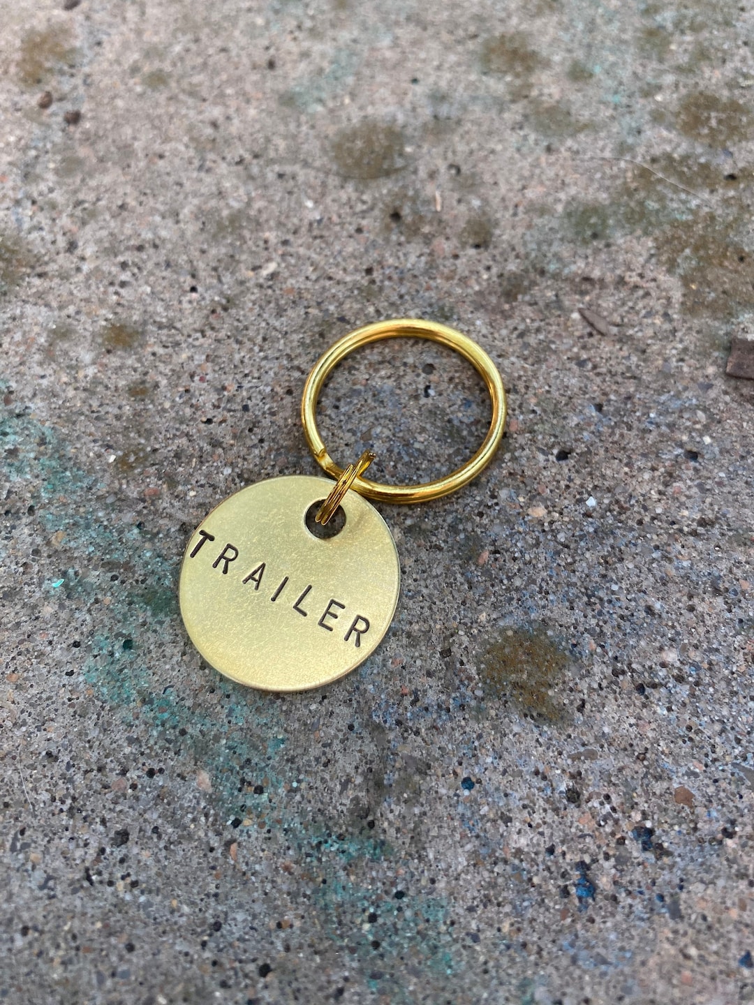 Trailer Key Tag - Gold Colored Brass Metal Label With Large & Small ...