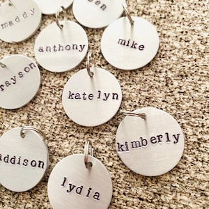 Minimalist Name Tag Personalized Keychain | Hand-stamped Metal Tags ...