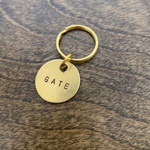 Gate Key Tag - Gold Colored Brass Metal Label With Keyring - Gate ...
