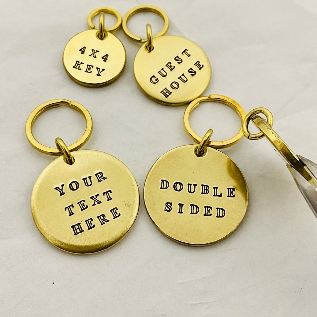 Thick Double Sided Brass Key Tag Labels - Any Custom Text - Super ...