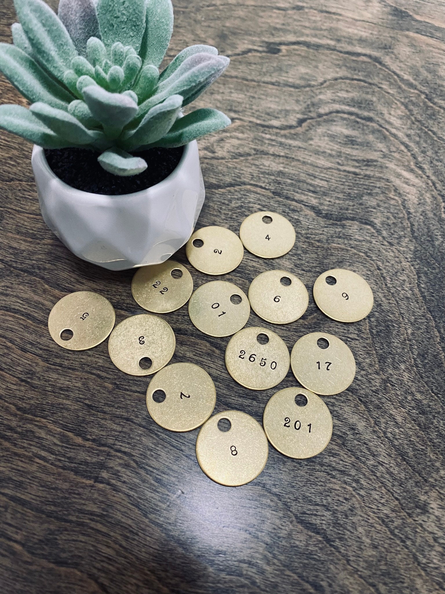 Simple Number Customizable Keychain Hand-stamped Metal Tags - Etsy