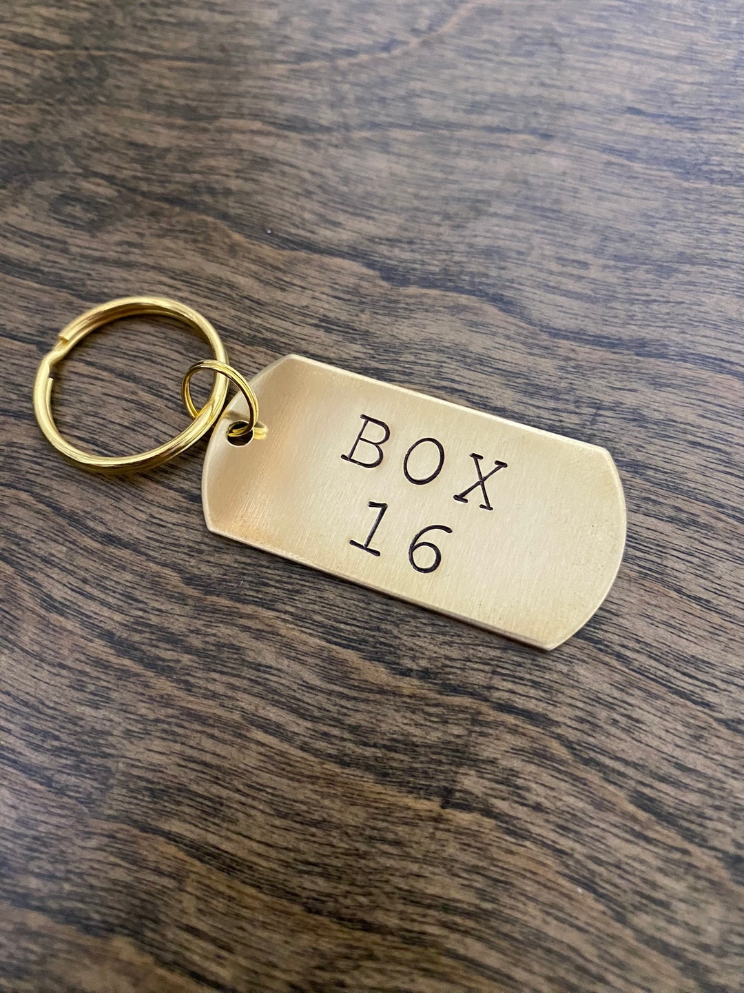Customized Hand-stamped Box # Mailbox Number Metal Keychain Tags Brass ...