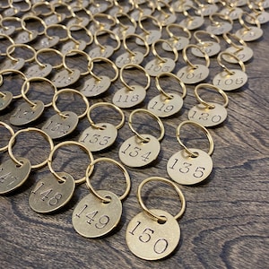 Brass Number Tags, Any Number 1-5, 1-10, 1-20, 1-50, 1-100 Locker Tags ...