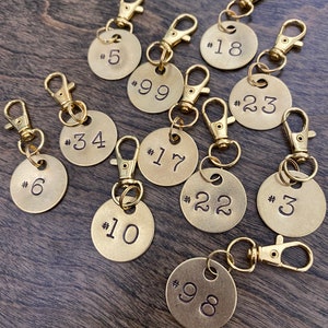 Sports # Jersey Number Tags - Metal Labels - Hand Stamped Lucky Digit ...