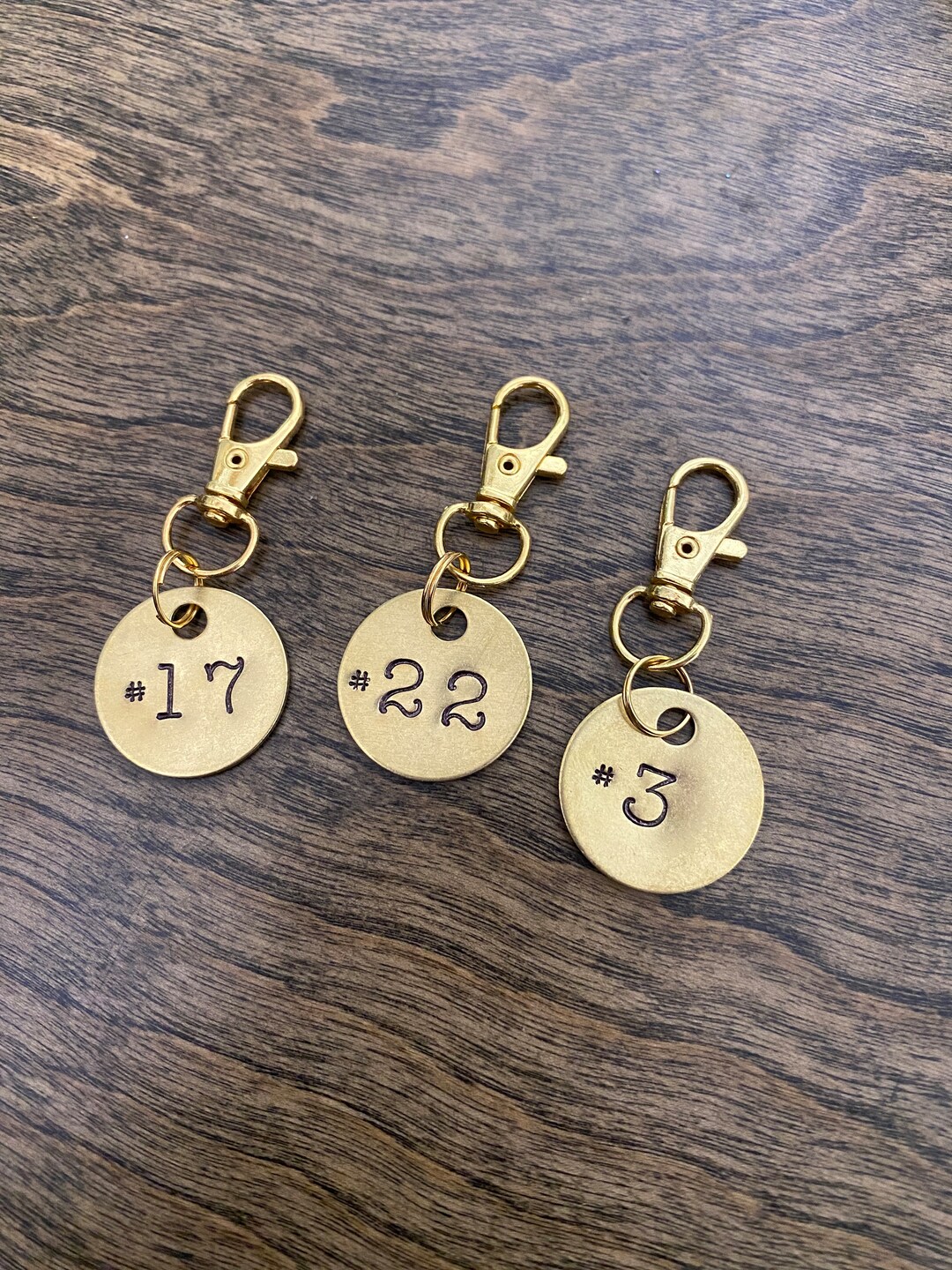 Sports # Jersey Number Tags - Metal Labels - Hand Stamped Lucky Digit ...