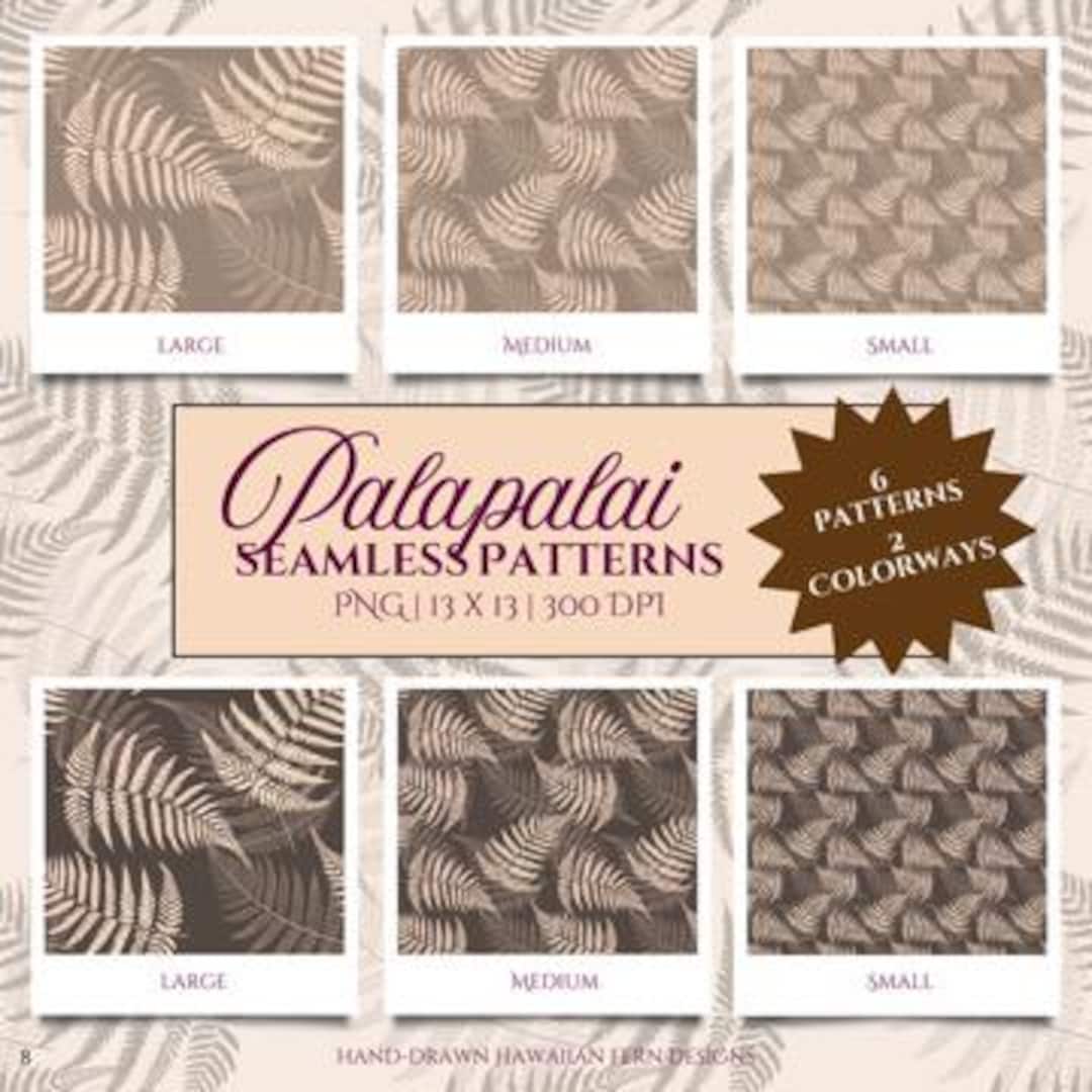 Palapalai Fern Seamless Pattern 9 Pack: Hawaiian Tropical Design (PNG ...