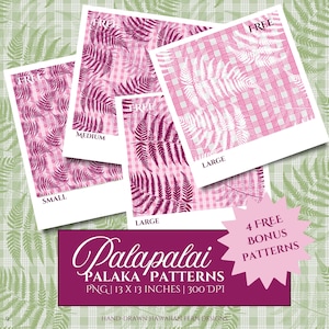 Palaka Pattern 10 Pack: Hawaiian Fern PNG, Seamless Hula Fabric ...