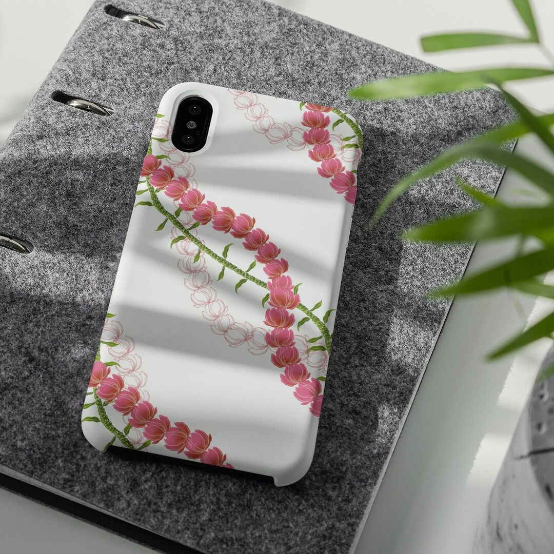 Tough Phone Cases Pikake Lei, TLeaf Lei on White Colorway, White ...