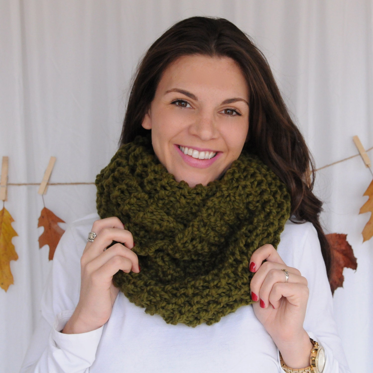 Olive Green Infinity Scarf | Handmade, Warm, Soft and Cozy! - Etsy