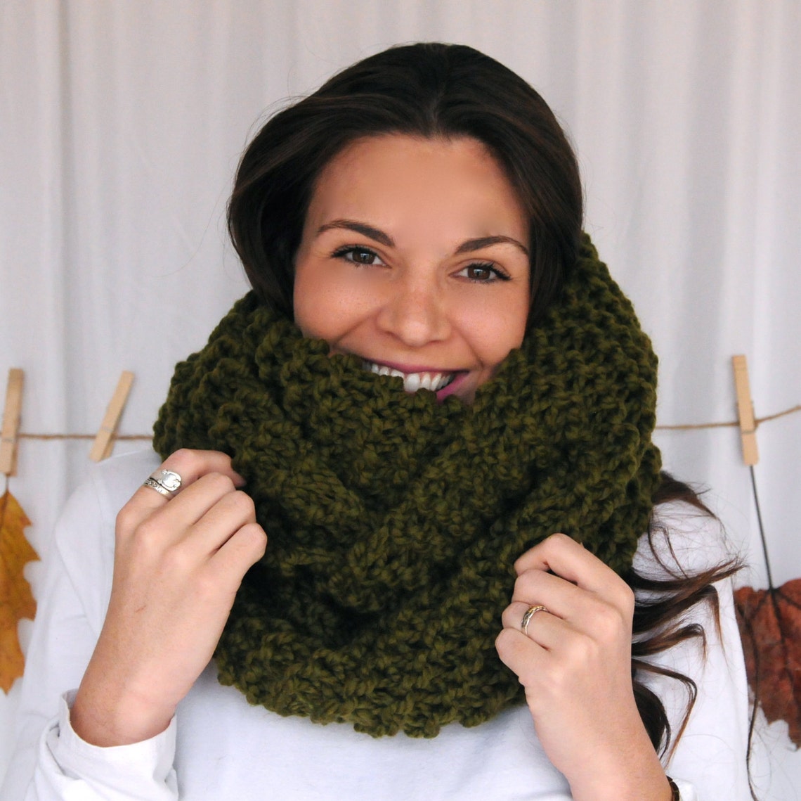 Olive Green Infinity Scarf | Handmade, Warm, Soft and Cozy! - Etsy