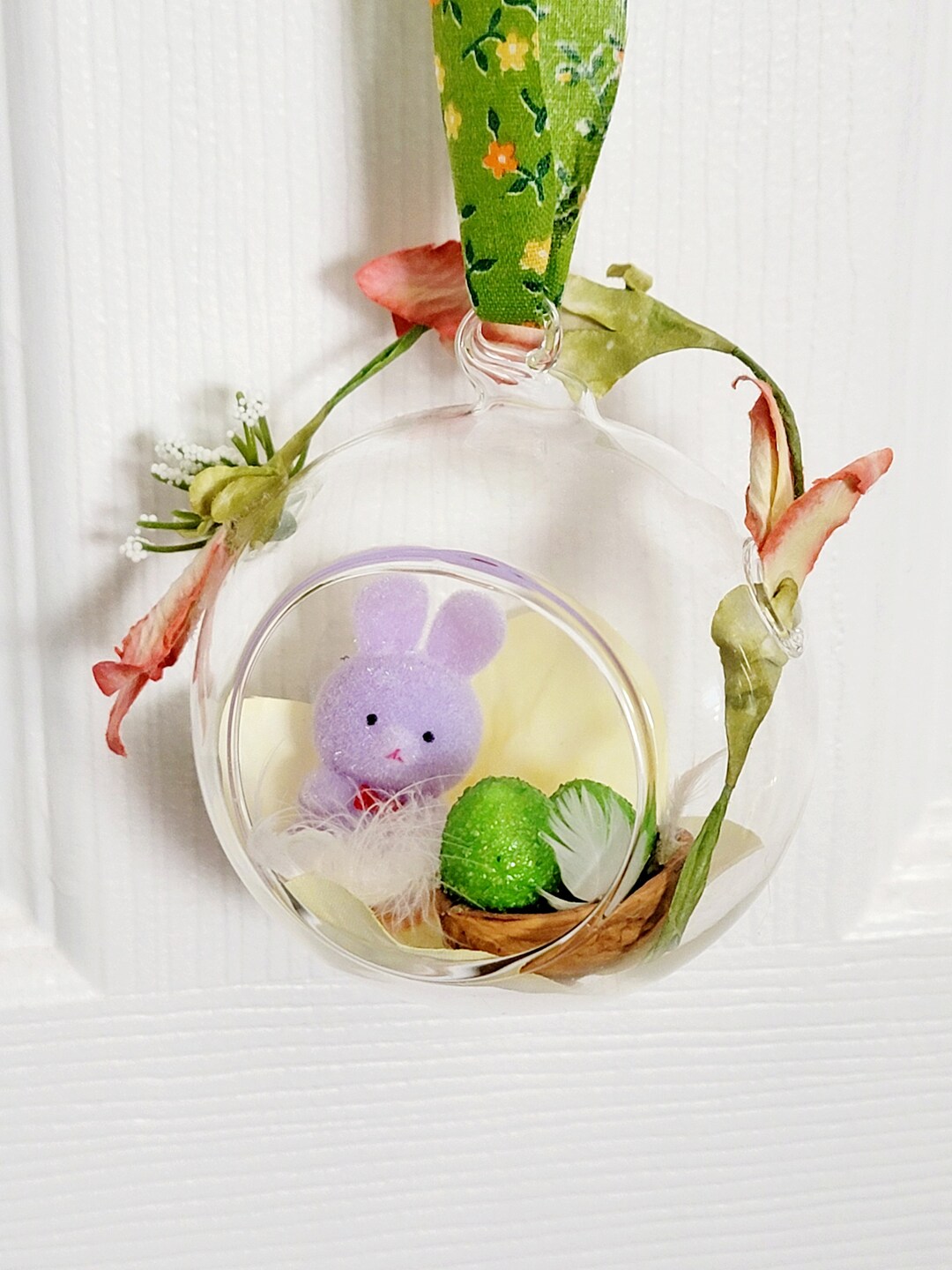 Easter Bunny Orb Diorama Ornament Eastereggs Flowers - Etsy