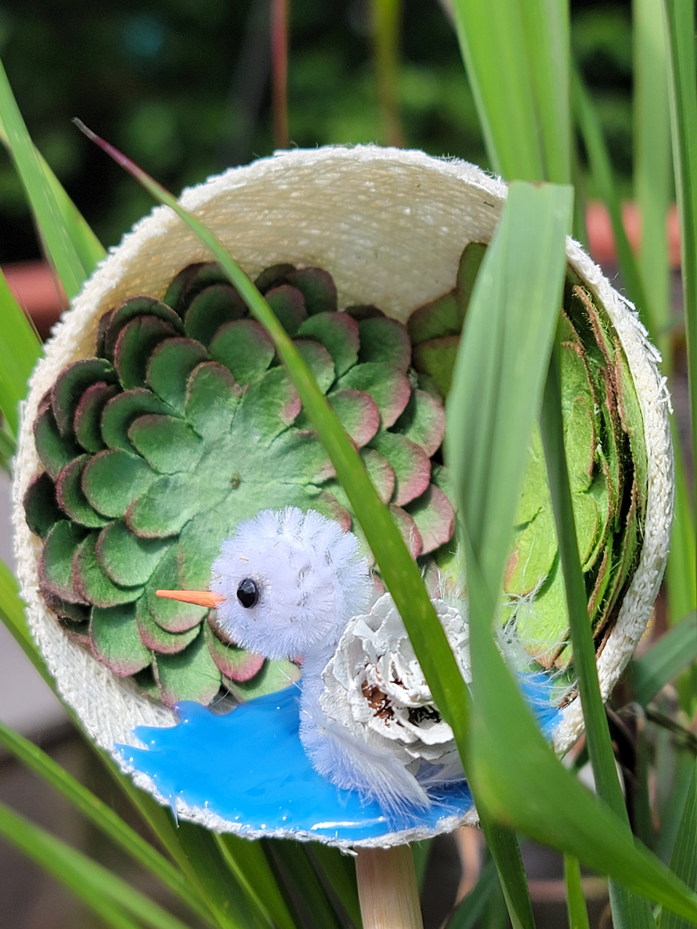 Diorama Planter Stake Swan Ugly Duckling Naturecrafts Garden Wetland ...