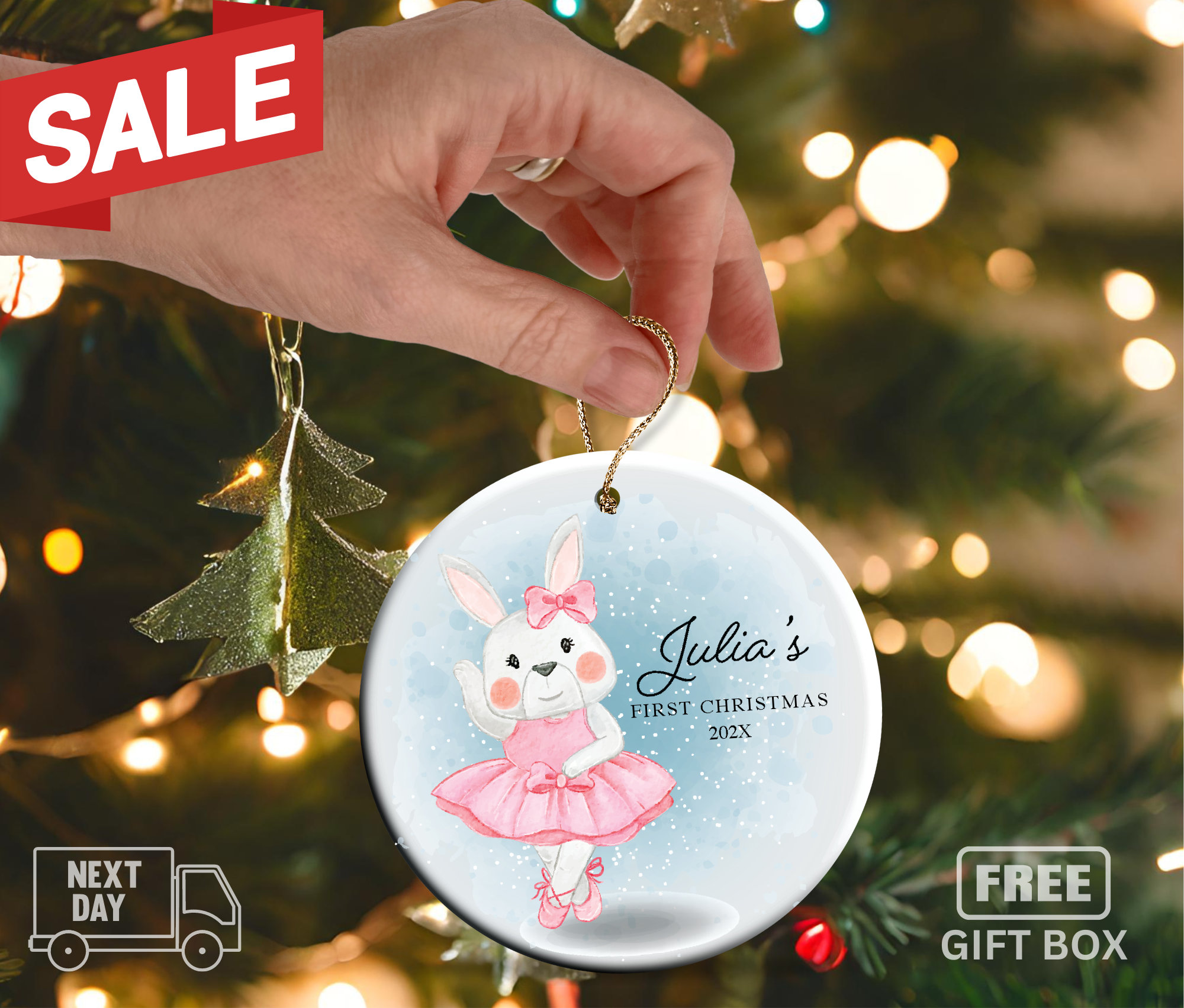 Baby s First Christmas Ornament Personalized First Christmas Girl Ornament Custom Baby Girl Ornament Baby First Gift Baby Ornament