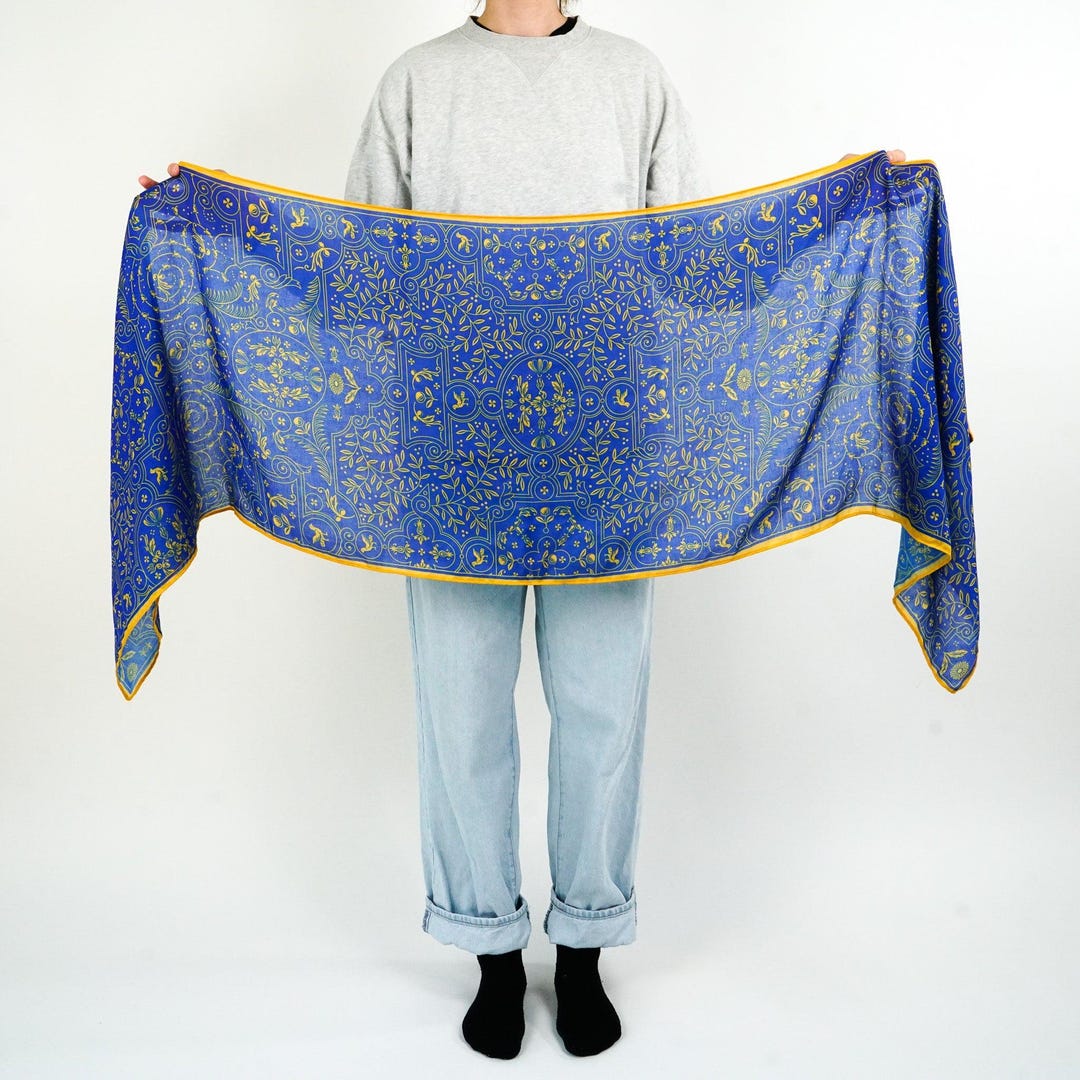 Scrawling Scarf - Book Inspired - Soft Cotton Blend | Royal Blue and ...