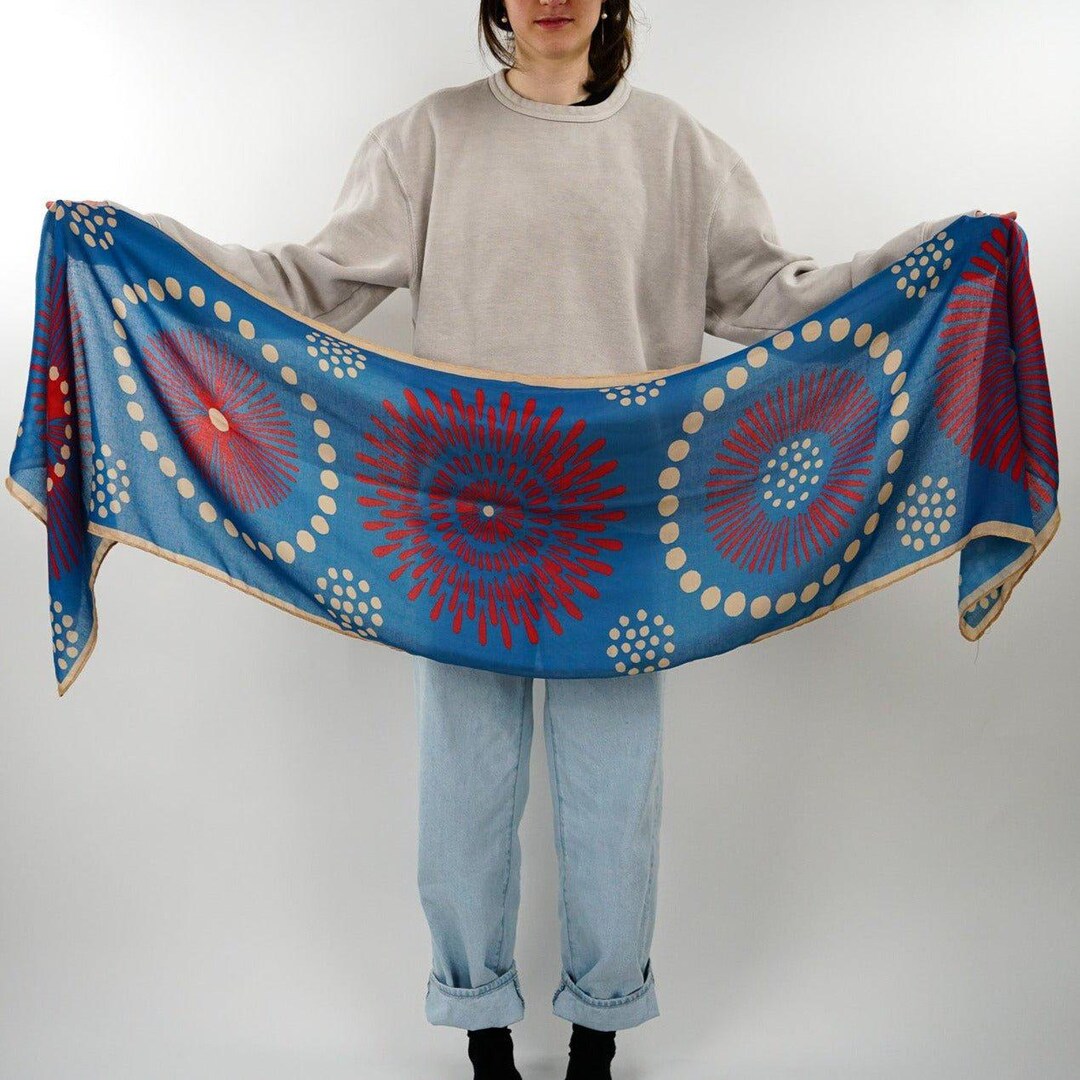 Burst Scarf Firework Book Inspired Soft Cotton Blend Red White Blue ...