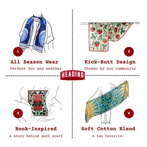 Scrawling Scarf - Book Inspired - Soft Cotton Blend | Royal Blue and ...