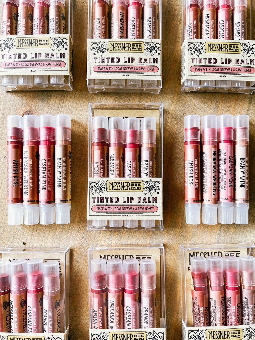 Tinted Lip Balm Collection of 4 Lip Tints - Raw Honey and Beeswax Lip ...