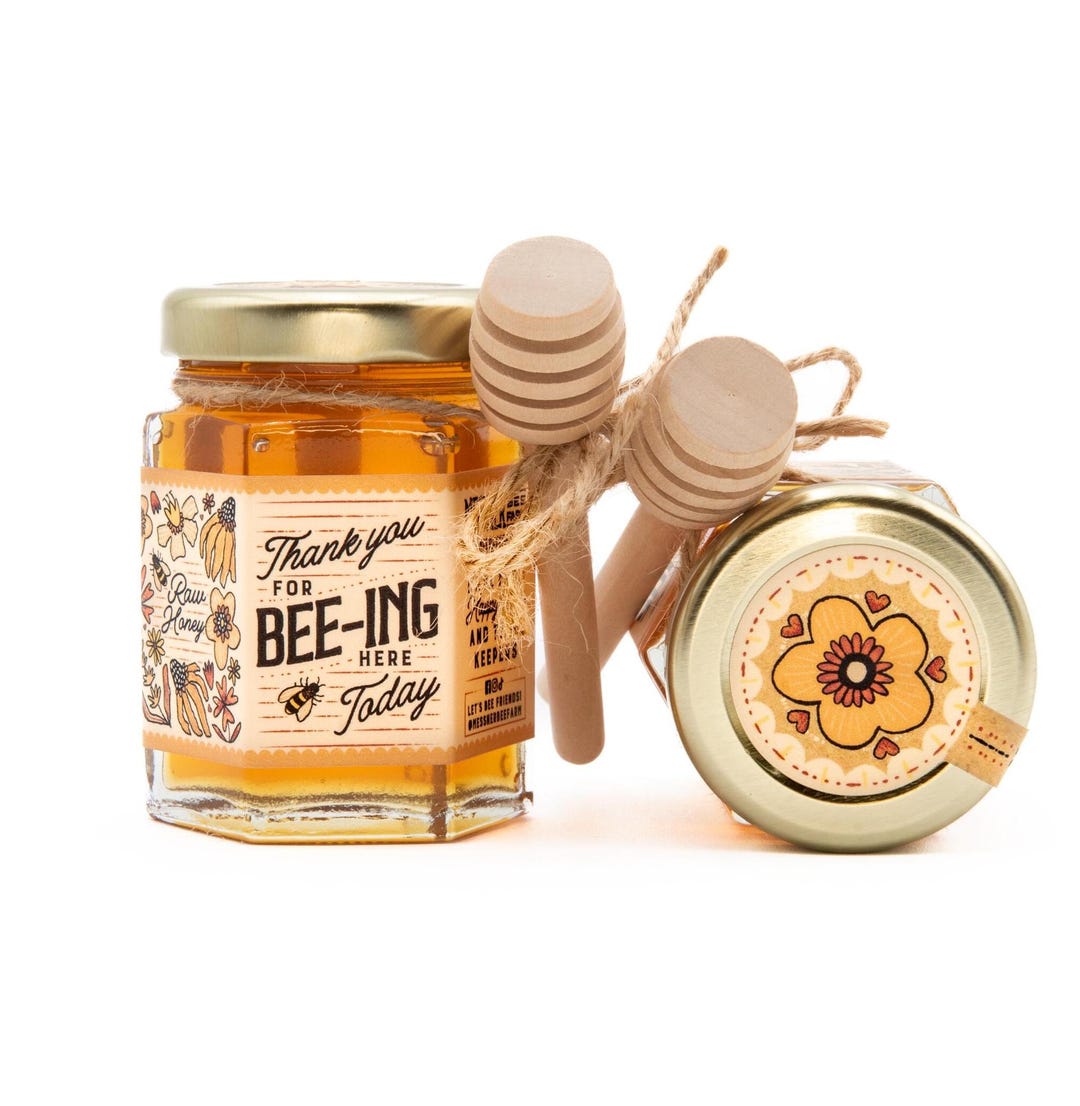 Thank You for Bee-ing Here Today Honey Jar and Tiny Dipper - Gift or ...
