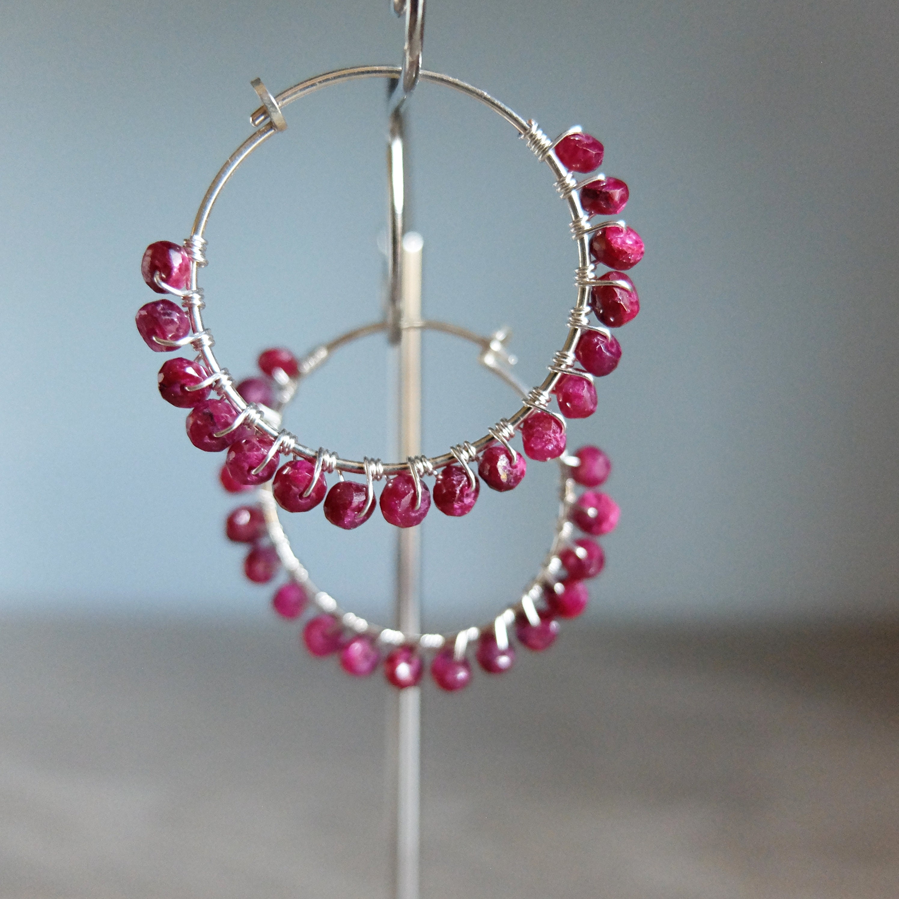 Raw Ruby Hoop Earrings , Genuine Ruby Earrings - Etsy
