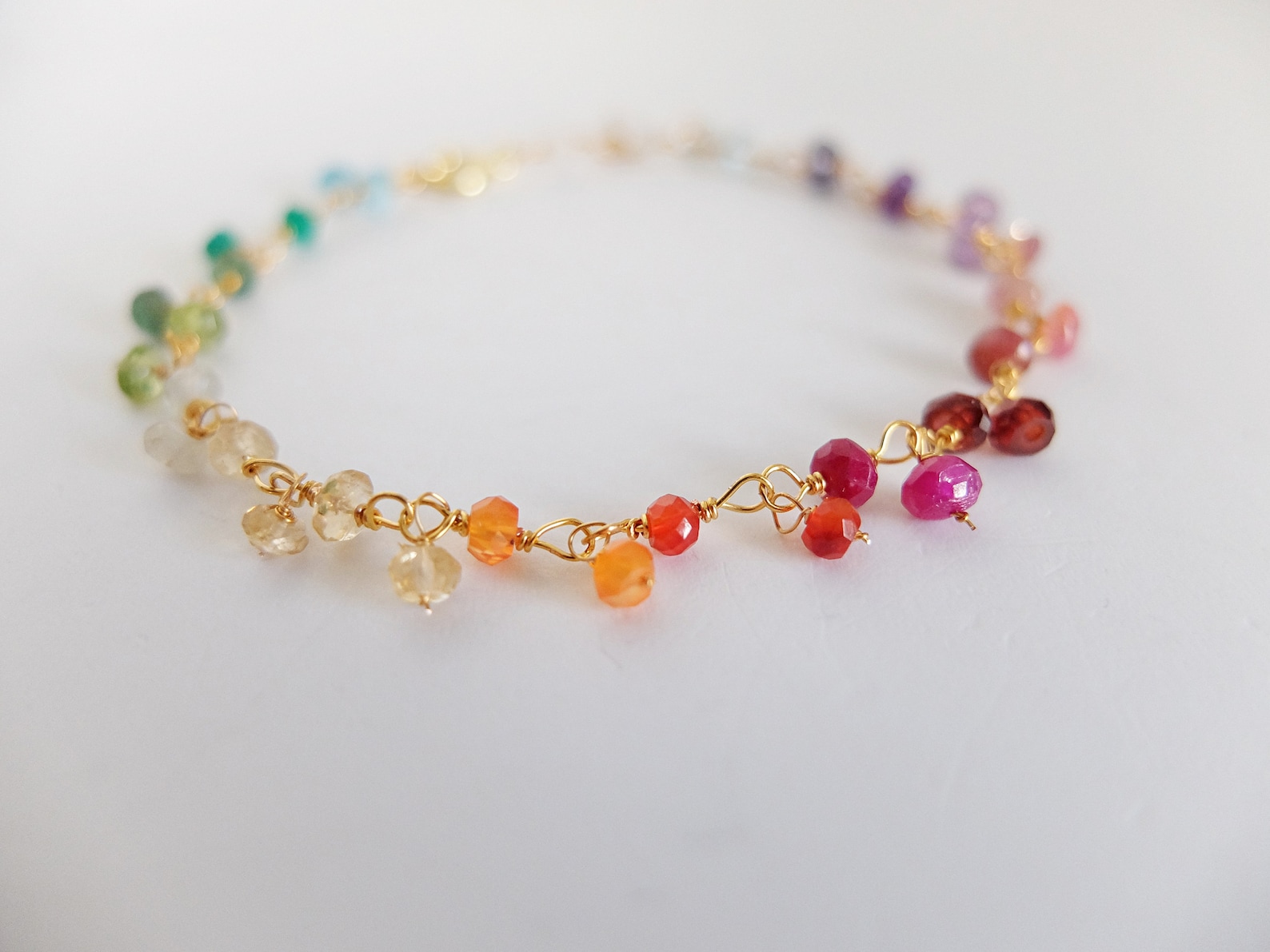 Rainbow gemstone cluster bracelet | Etsy