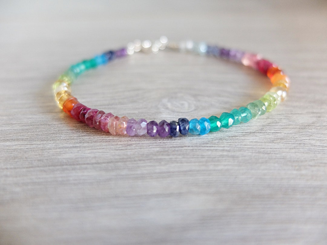 Rainbow Gemstone Bracelet Shaded Multi Color Bracelet - Etsy