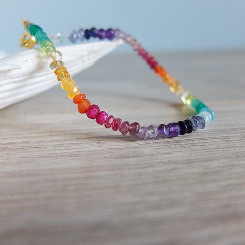 Rainbow Gemstone Bracelet Shaded Multi Color Bracelet - Etsy