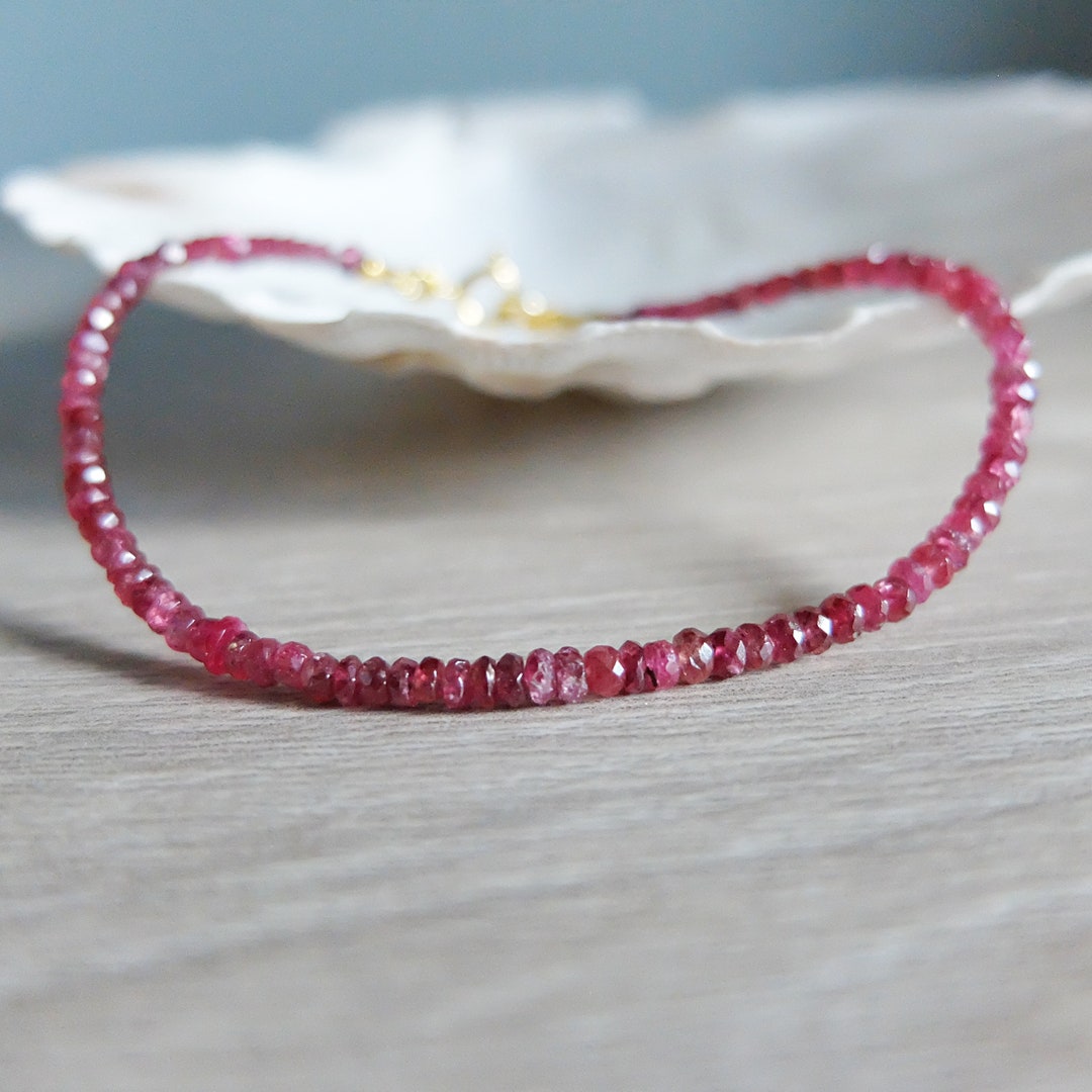 Fuchsia Ruby Bracelet , Genuine Ruby Gemstone - Etsy