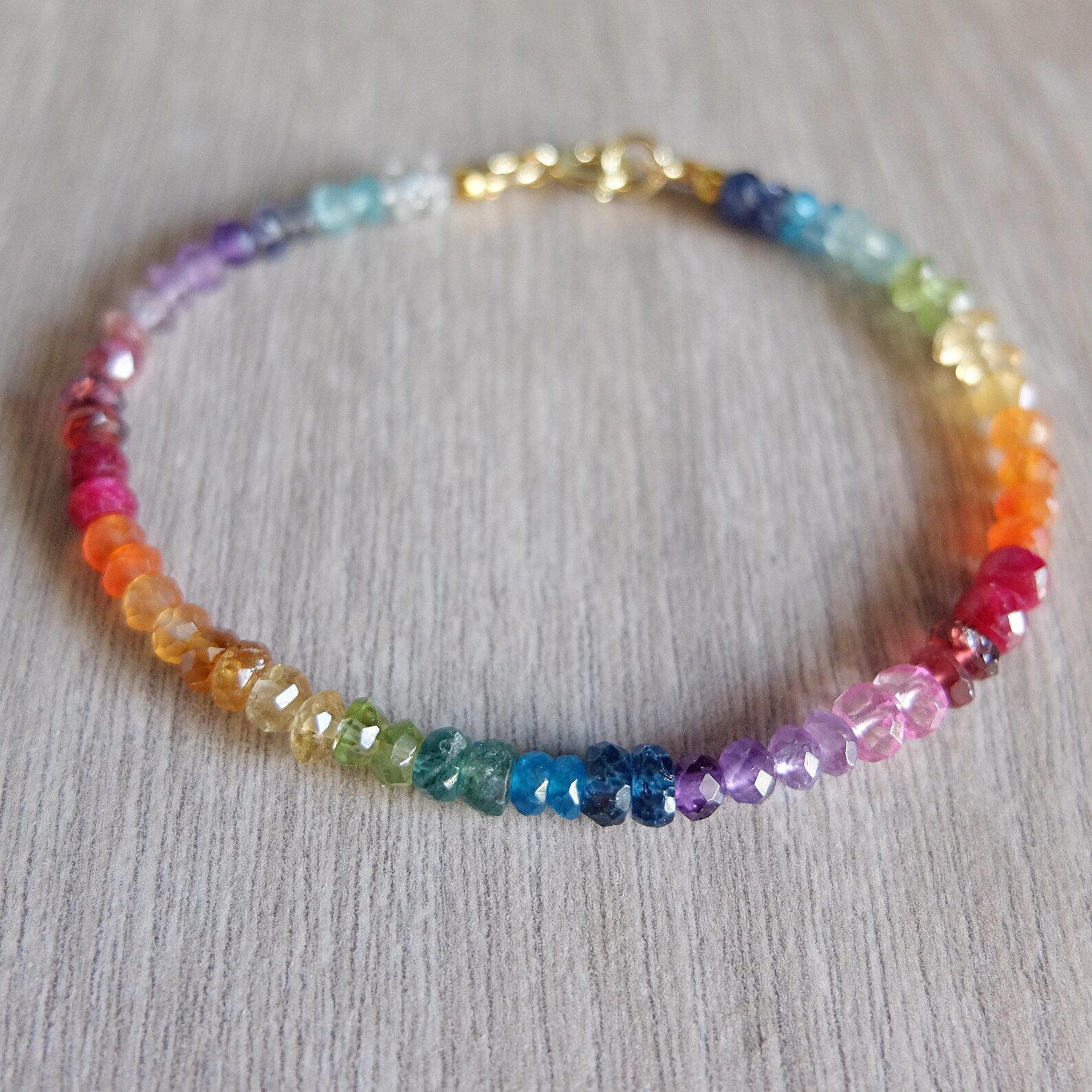Rainbow Gemstone Bracelet, Shaded Vivid Color Bracelet - Etsy