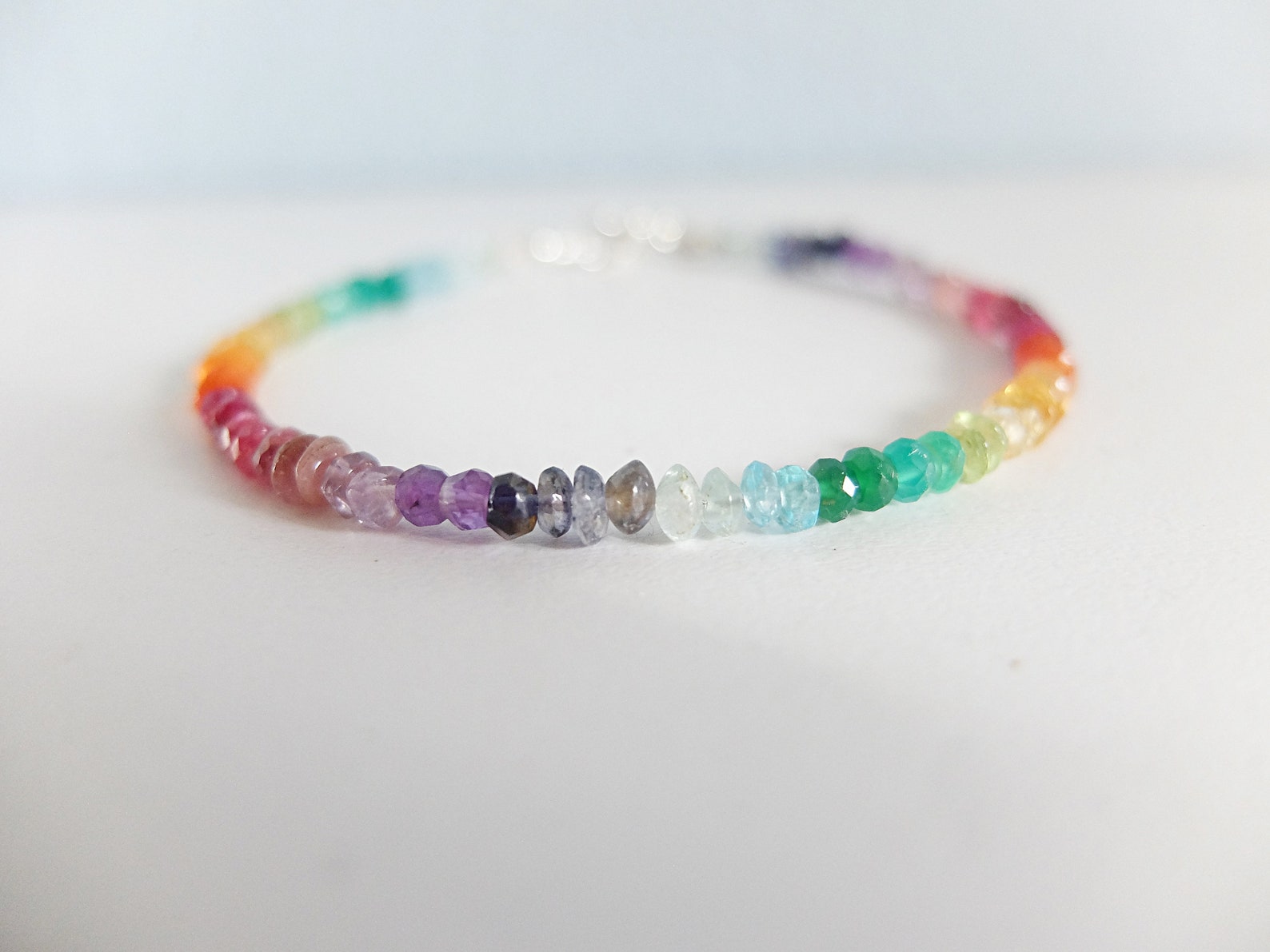 Rainbow Gemstone Bracelet Shaded Multi Color Bracelet - Etsy