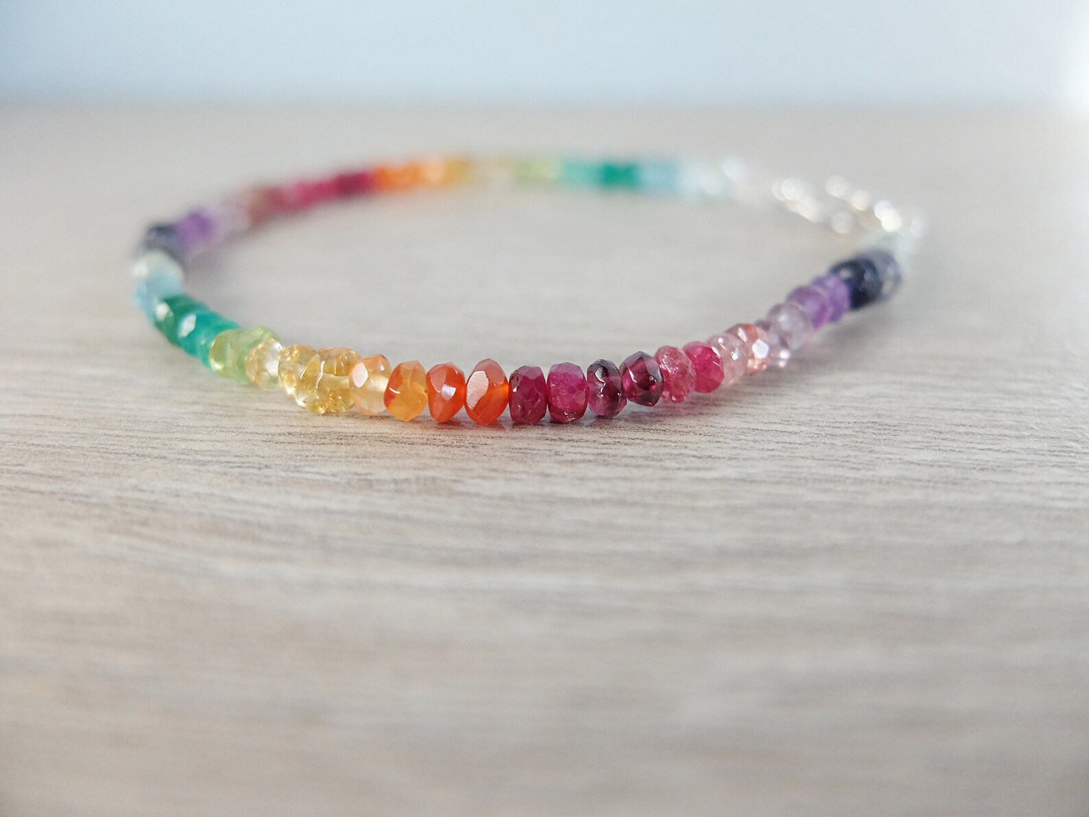 Rainbow Gemstone Bracelet Shaded Multi Color Bracelet - Etsy
