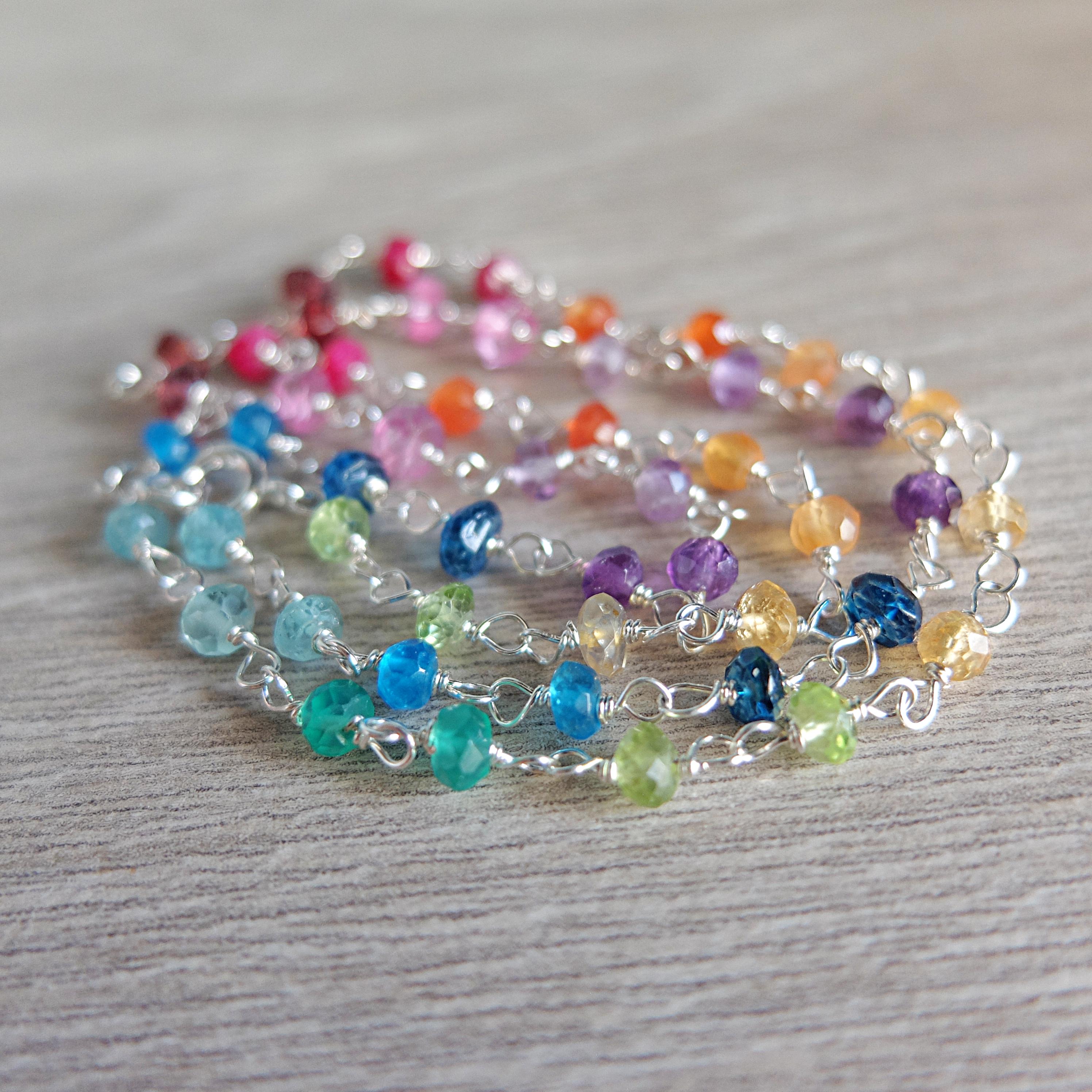 Delicate Rainbow Gemstone Necklace - Etsy