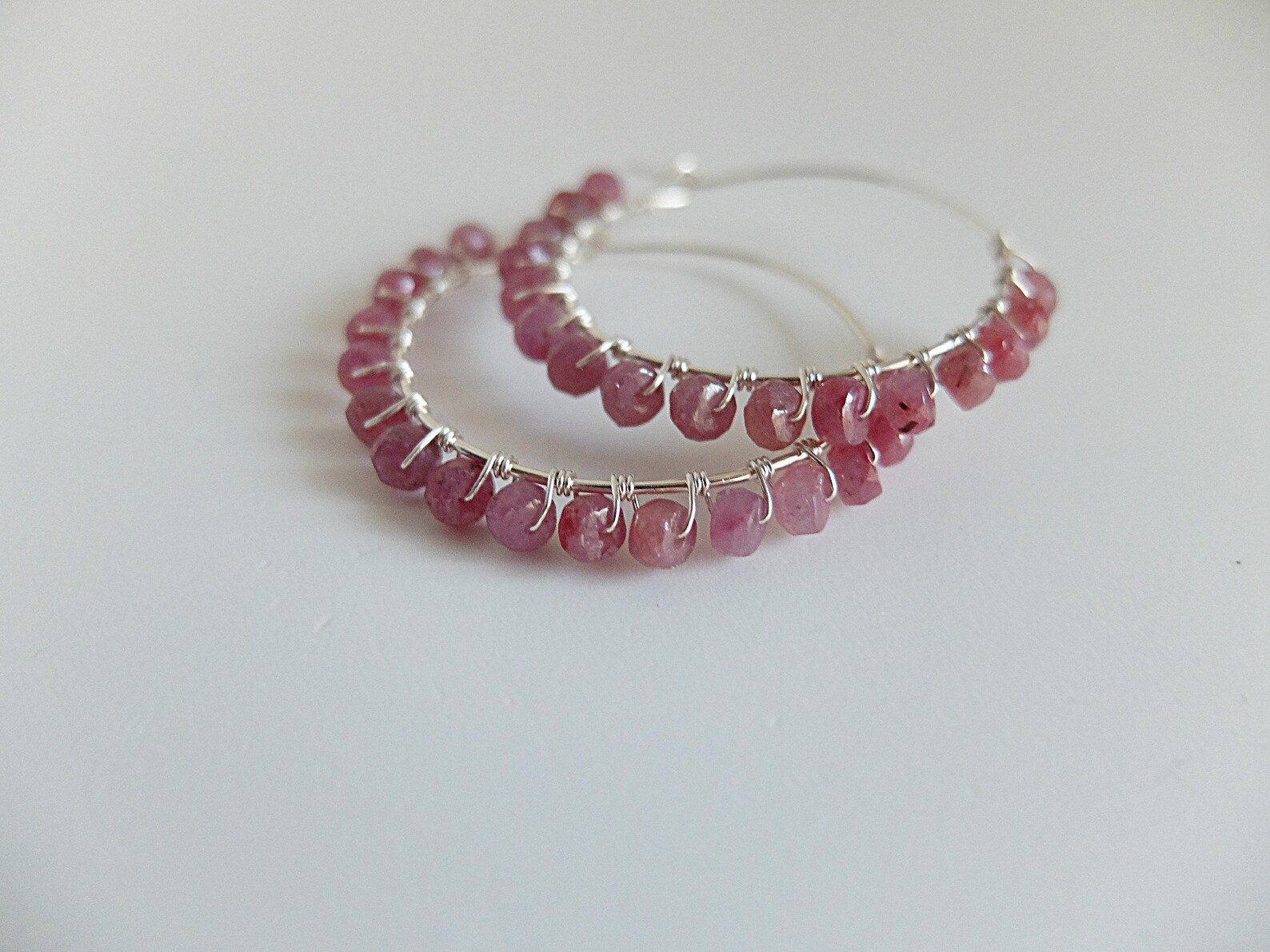 Raw ruby hoop earrings genuine ruby earrings | Etsy