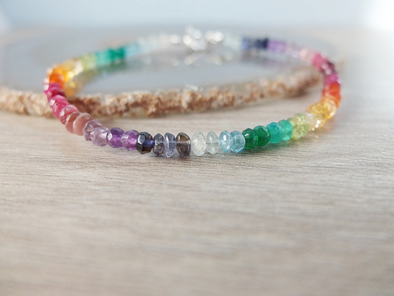Rainbow Gemstone Bracelet Shaded Multi Color Bracelet - Etsy