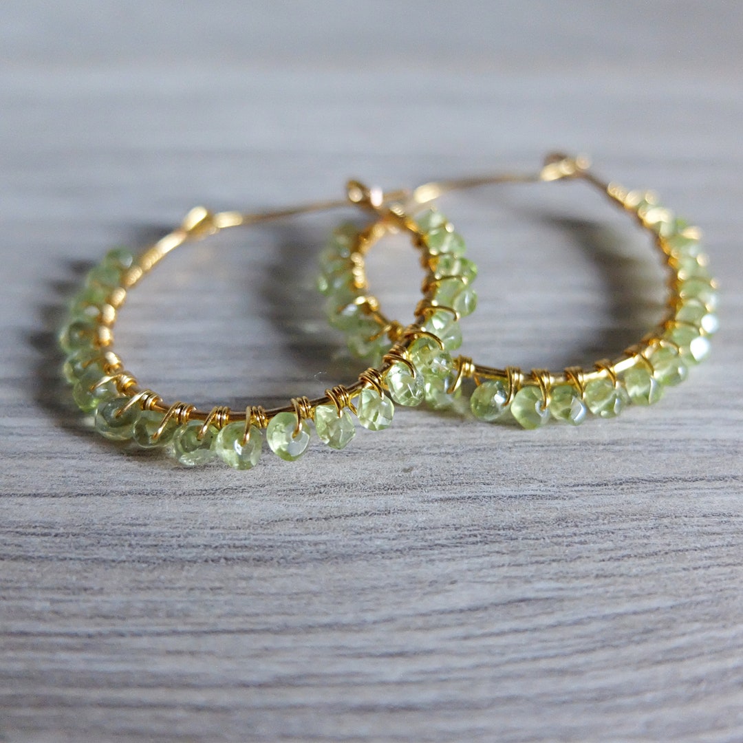 Hoop Peridot Earrings - Etsy