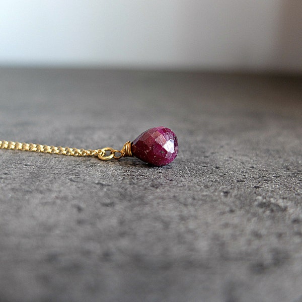 Ruby Drop Necklace - Etsy