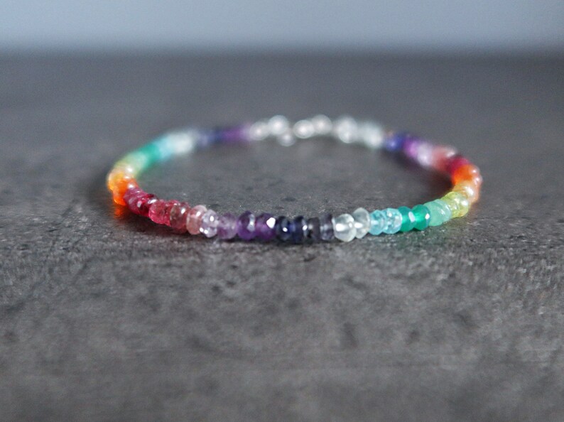 Rainbow Gemstone Bracelet Shaded Multi Color Bracelet | Etsy