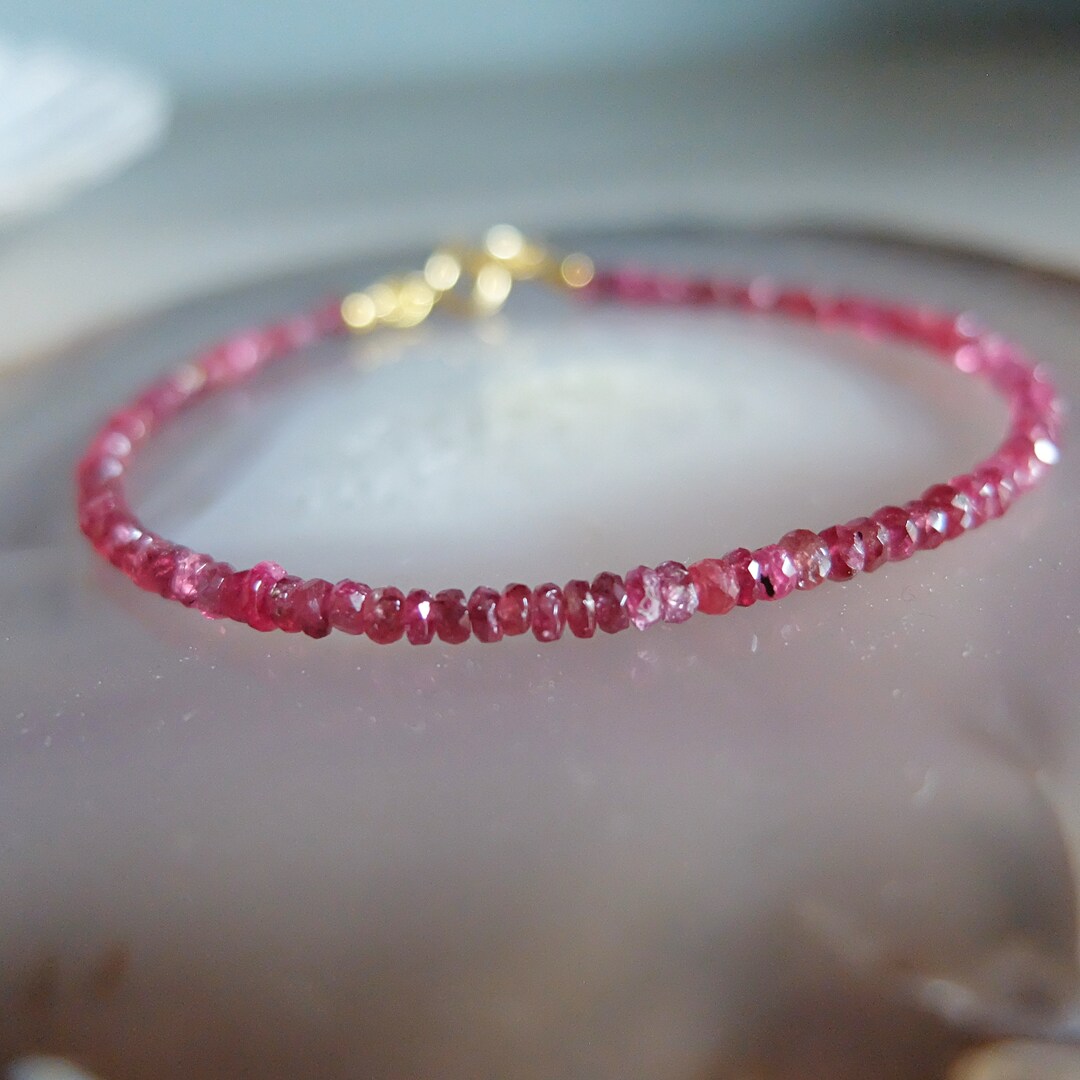 Fuchsia Ruby Bracelet , Genuine Ruby Gemstone - Etsy