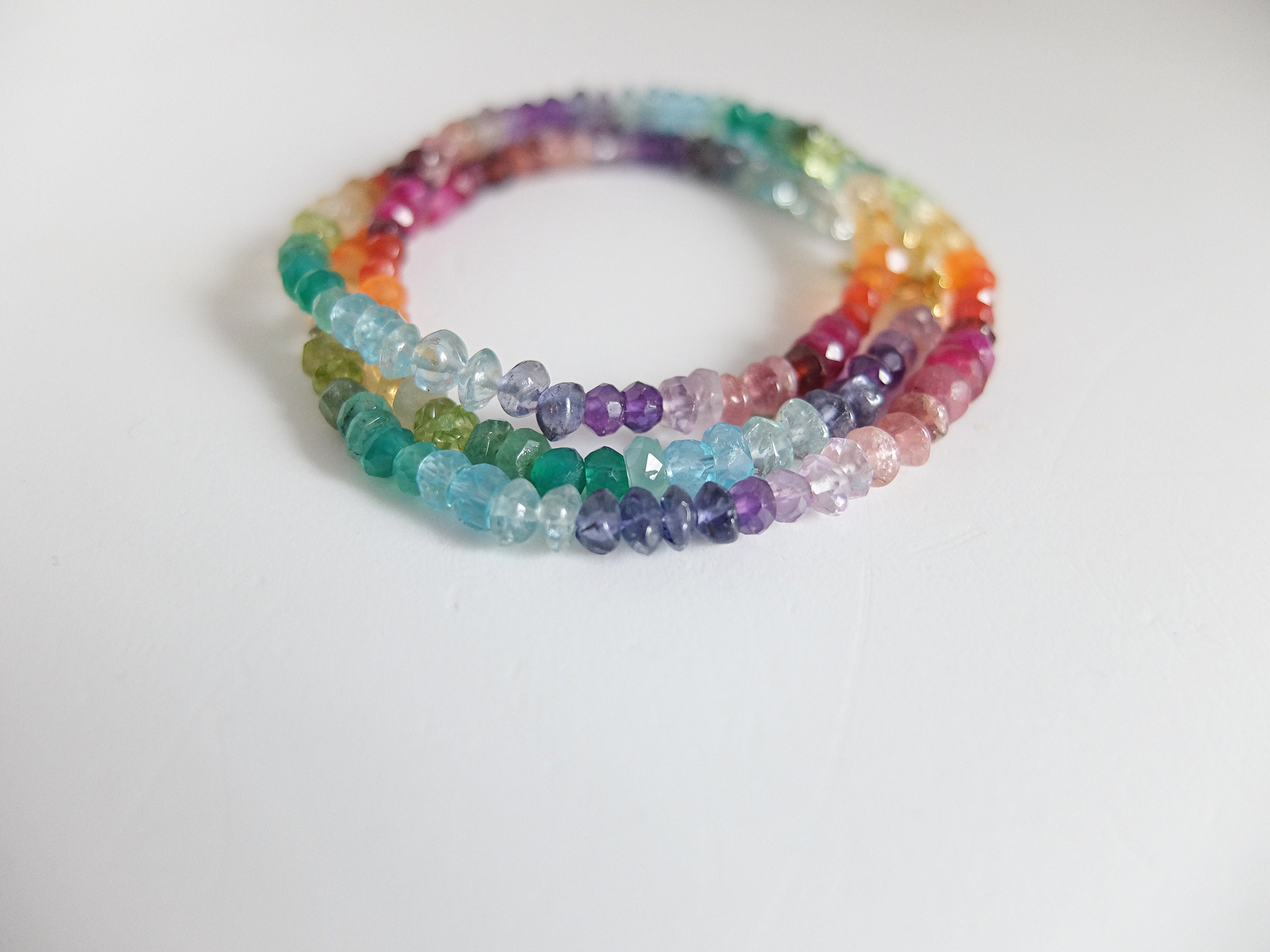 Multi gemstone rainbow necklace gold filled clasp | Etsy