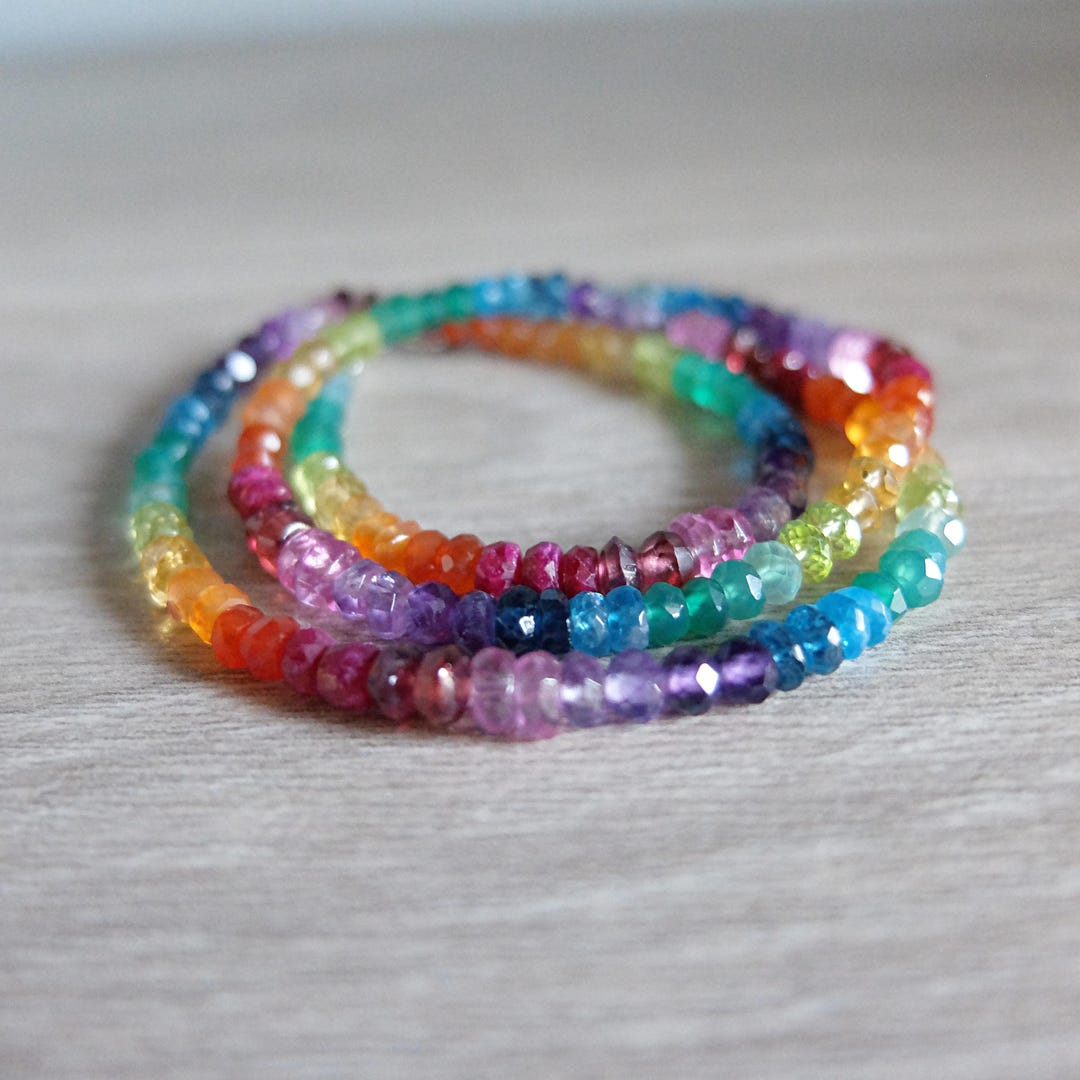 Shaded Rainbow Gemstone Necklace - Etsy