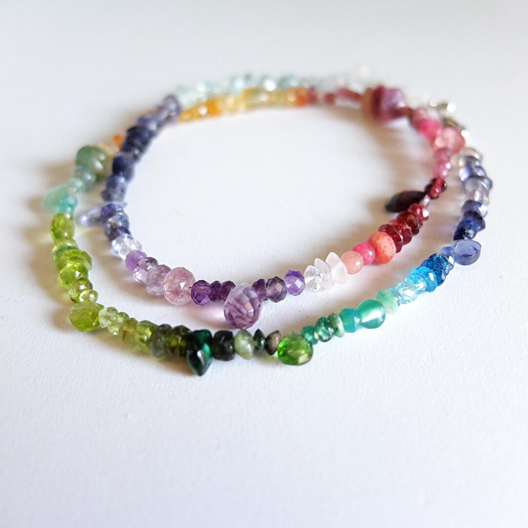 Multi Gemstone Asymmetrical Rainbow Necklace - Etsy