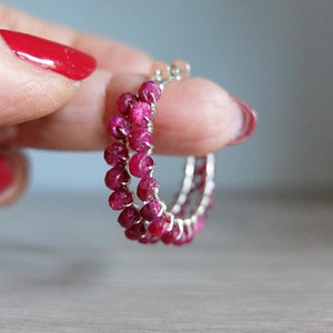 Raw Ruby Hoop Earrings , Genuine Ruby Earrings - Etsy