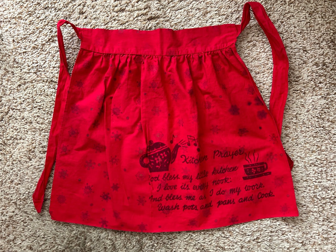 Red Half Apron With Kitchen Prayer - Etsy
