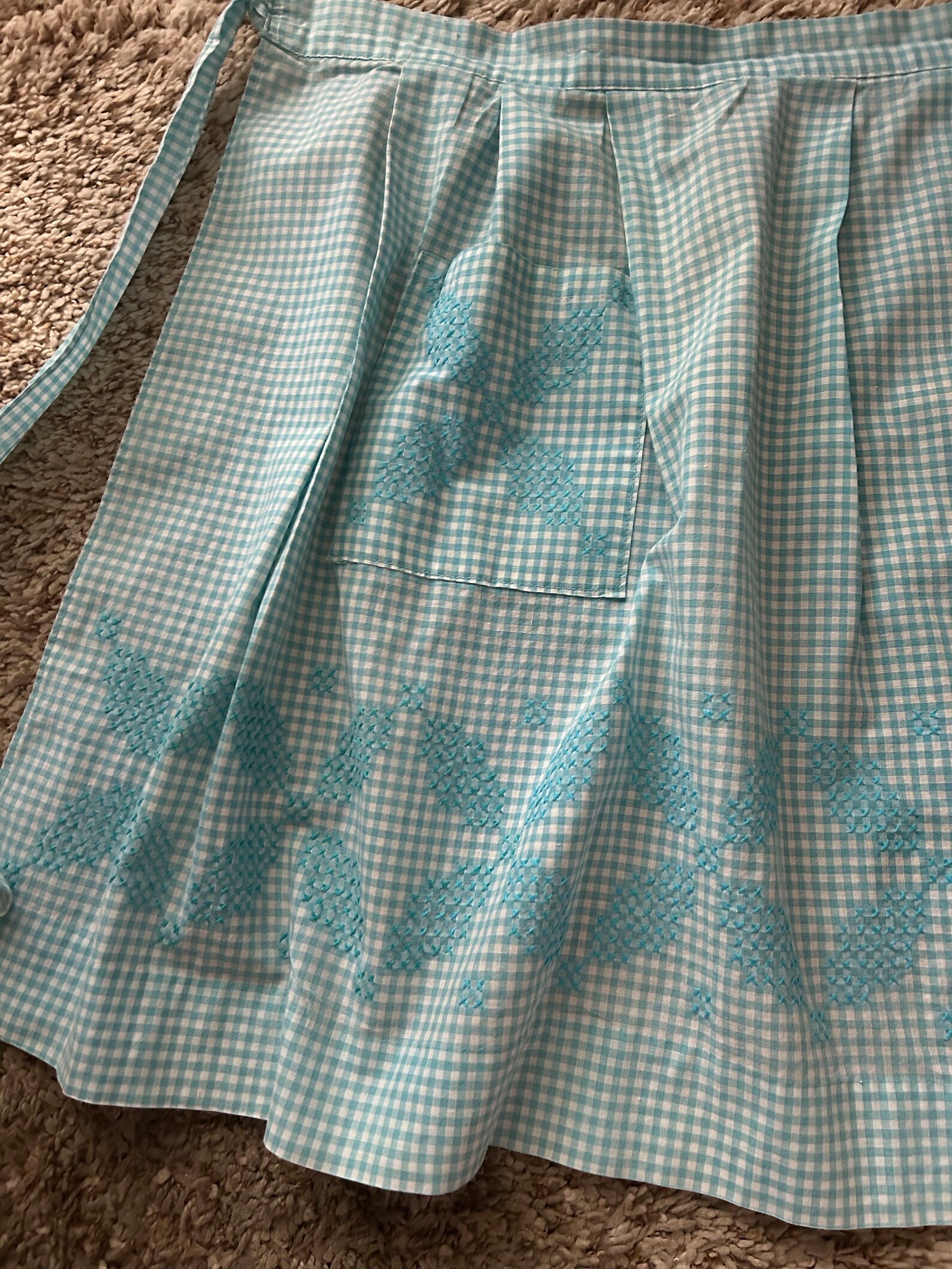 Vintage Blue Gingham Check Half Apron - Etsy