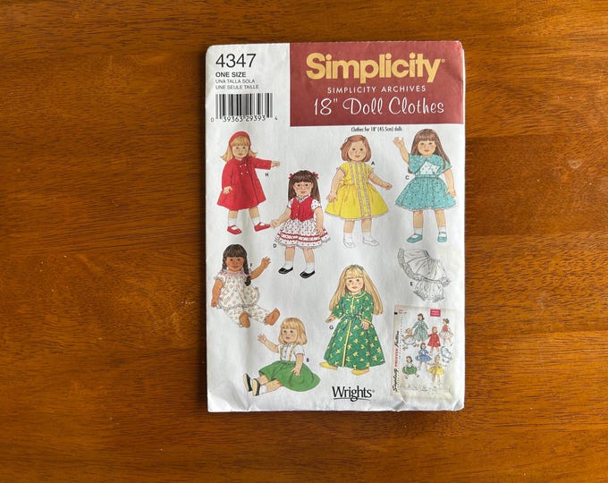 Simplicity 18” Doll Clothes Pattern - Etsy