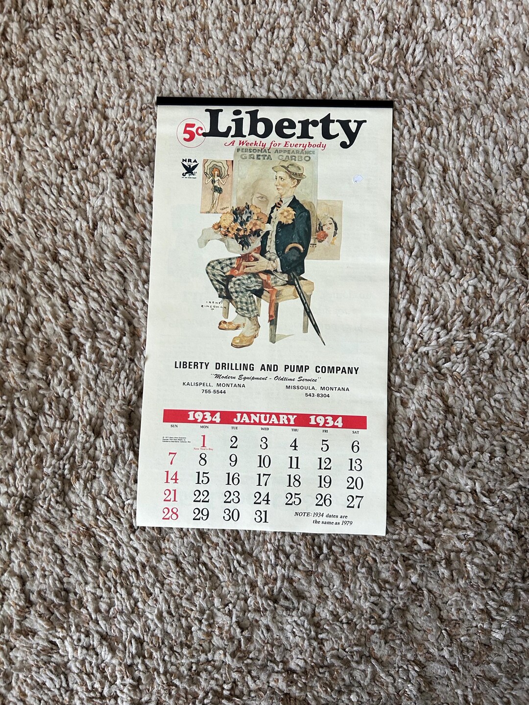 Reproduction 1934 Advertising Wall Calendar, Montana - Etsy