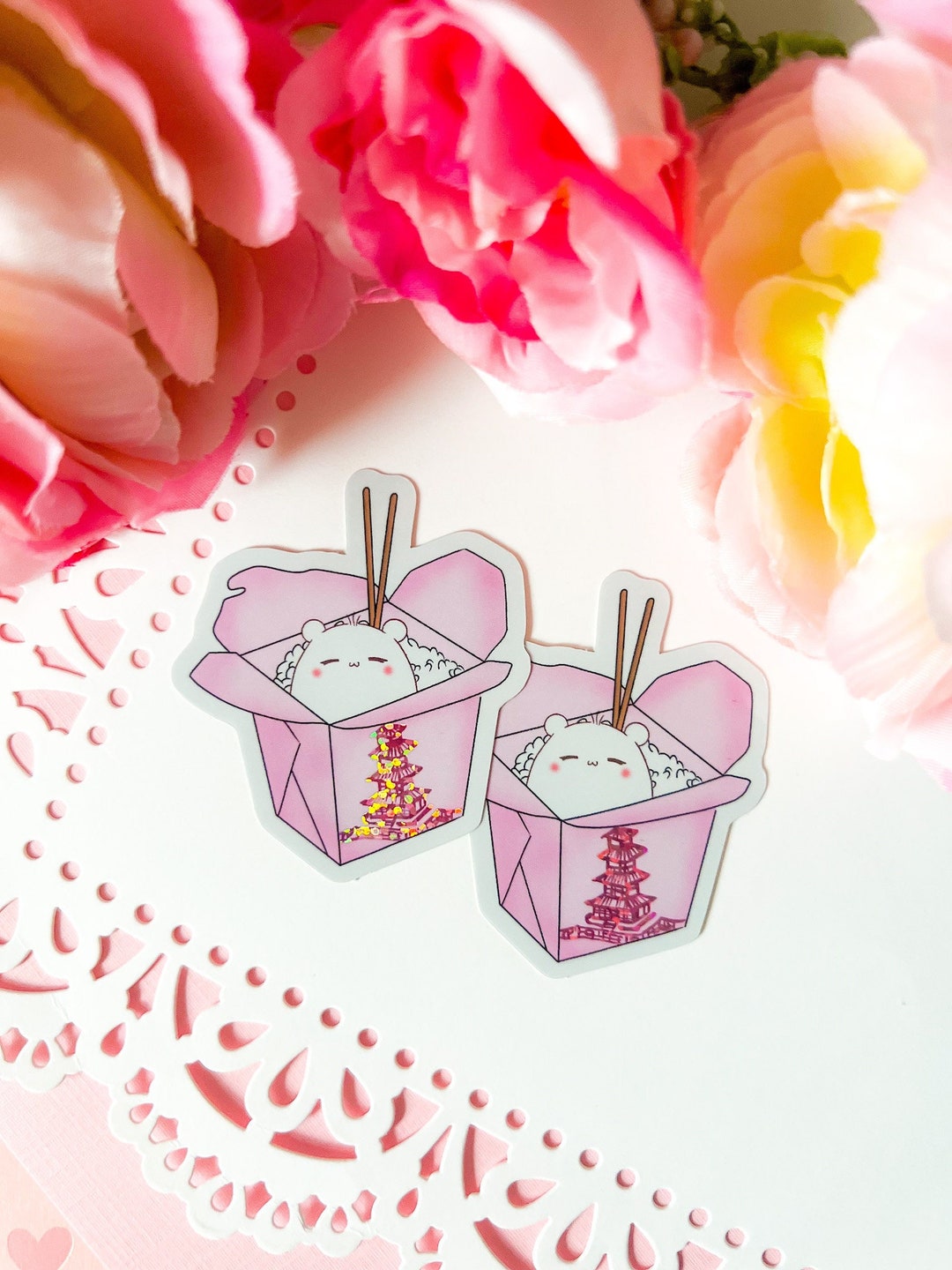 Mochi Pink Takeout Glitter Sticker - Etsy