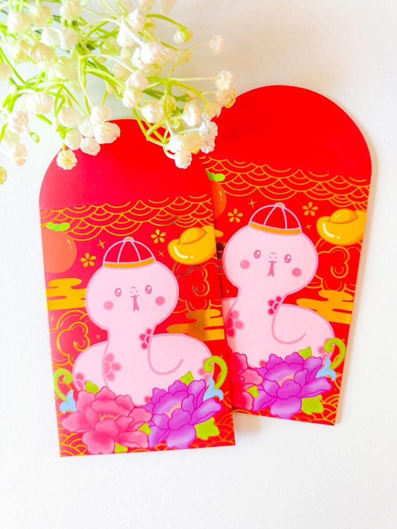 Snake Printed Gold-foil Red Envelopes (pack of 4) - Etsy