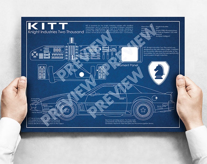 KITT Knight Industries Two Thousand Knight Rider Blueprint Schematic - Etsy