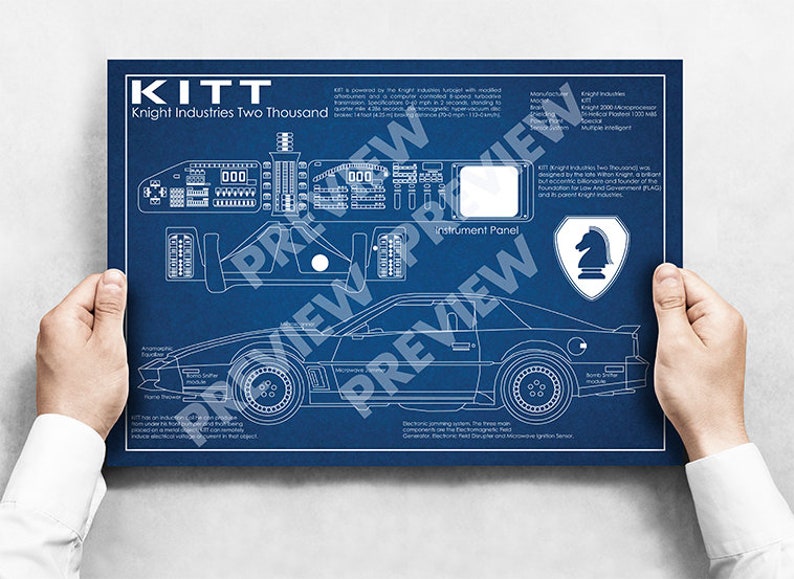 KITT Knight Industries Two Thousand Knight Rider Blueprint - Etsy