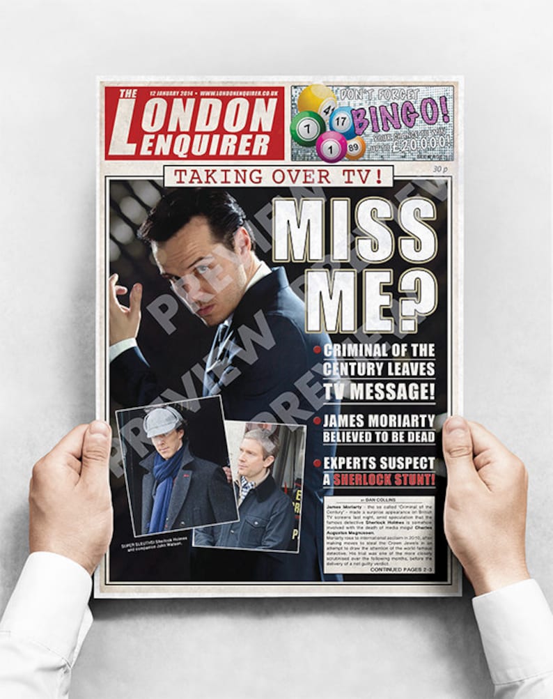 Sherlock Newspaper Poster - Etsy UK